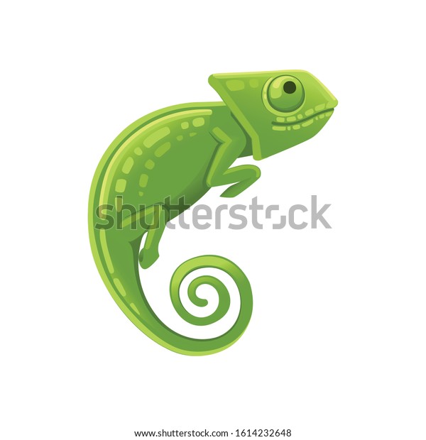 Cute Small Green Chameleon Lizard Cartoon Stock Vector (Royalty Free ...
