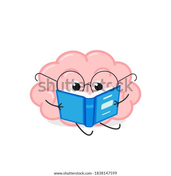 Cute Smart Cartoon Brain Glasses Reading Stock Vector (Royalty Free ...