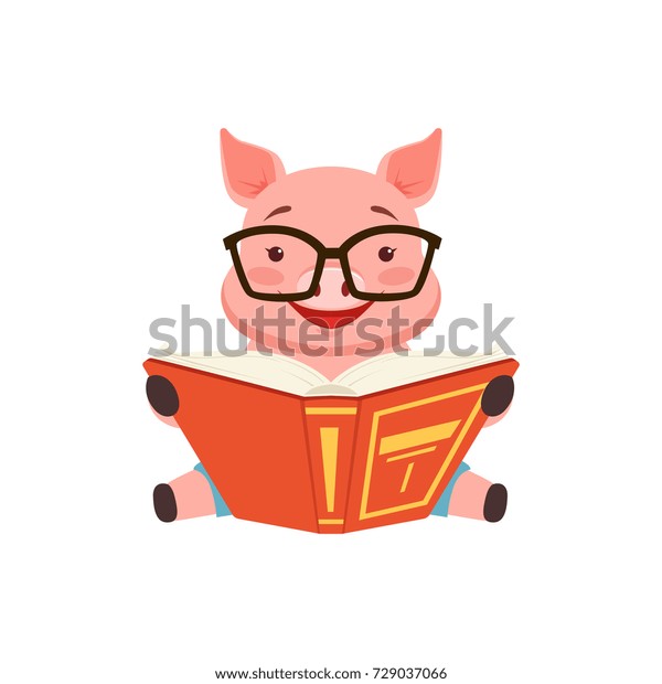 Cute Smart Pig Sitting On Floor Stock Vector (Royalty Free) 729037066 ...