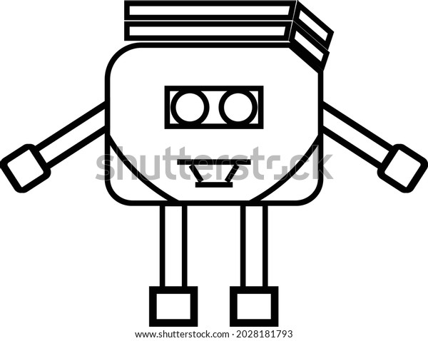 Cute Smile Character Icon Black Outline Stock Vector (Royalty Free ...
