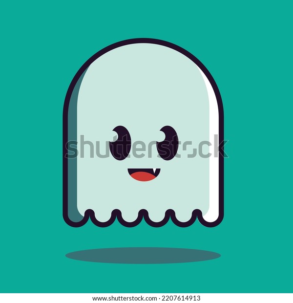 Cute Smile Ghost Chartoon Vector Happy Stock Vector (Royalty Free ...