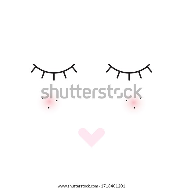 Cute Smiley Face Illustration Long Lashes Stock Vector (Royalty Free ...