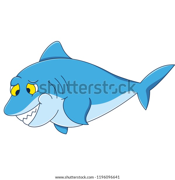 Cute Smiley Shark Cartoon Stock Vector (Royalty Free) 1196096641 ...