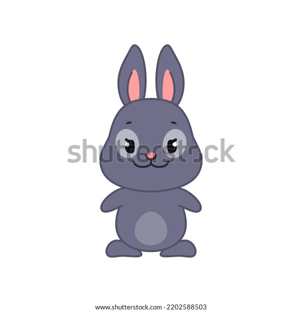 Cute Smiling Bunny Flat Cartoon Illustration Stock Vector (Royalty Free ...