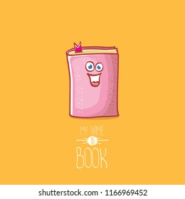 Cute Smiling Cartoon Pink Book Character Stock Vector (Royalty Free ...