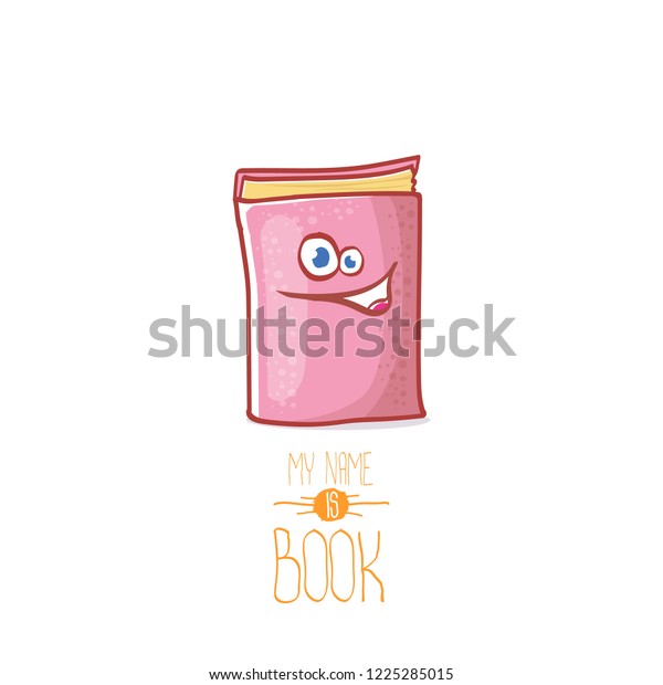 Cute Smiling Cartoon Pink Book Character Stock Vector (Royalty Free ...
