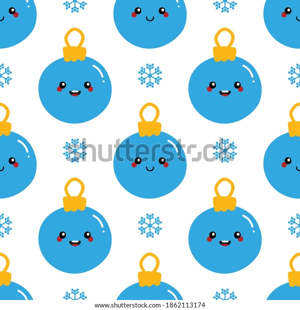 Cute Smiling Cartoon Style Blue Christmas Stock Vector (Royalty Free ...