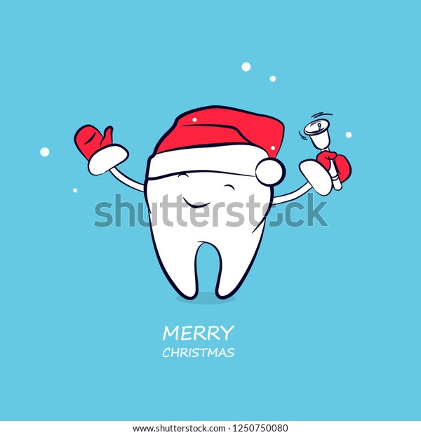 Cute Smiling Cartoon Tooth Santa Hat Stock Vector (Royalty Free ...