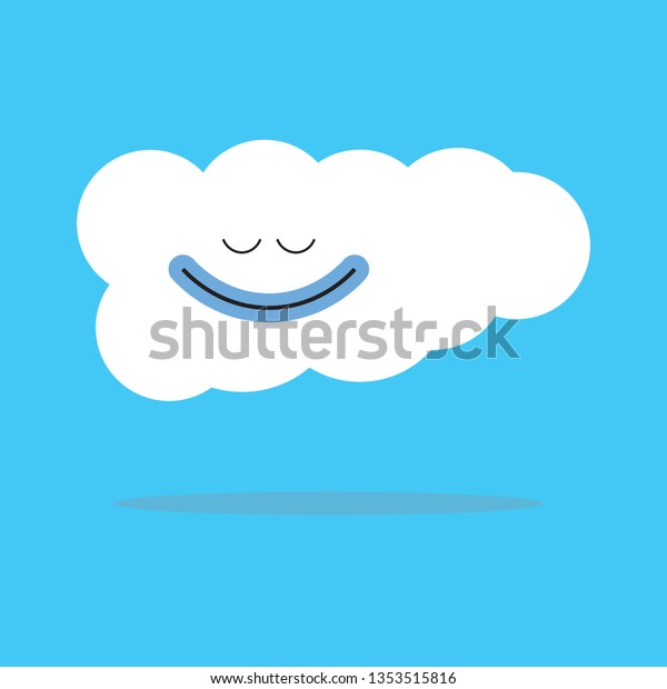 Cute Smiling Cloud On Blue Background Stock Vector (Royalty Free ...