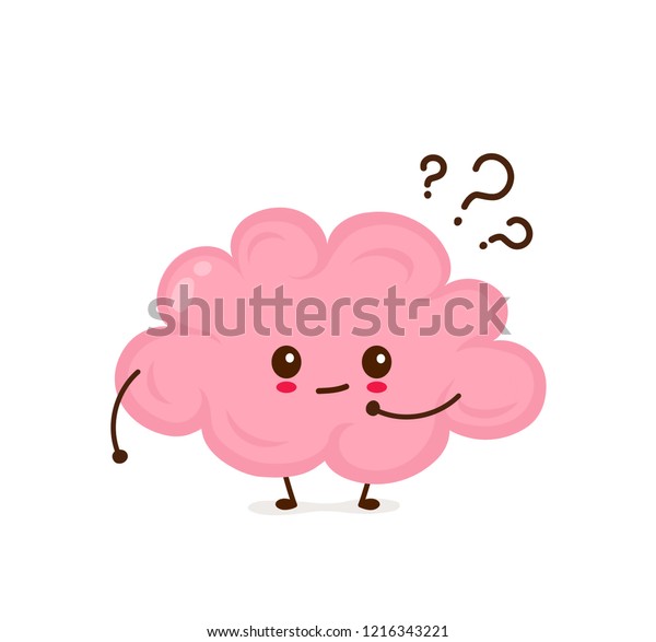 Cute Smiling Happy Funny Brain Thinking Stock Vector (Royalty Free ...