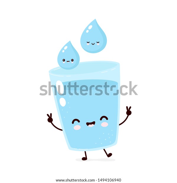 Cute Smiling Happy Glass Water Drop Stock Vector (Royalty Free ...