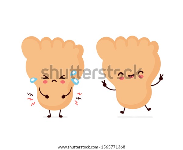 Cute smiling happy human leg foot. Vector flat cartoon character ...