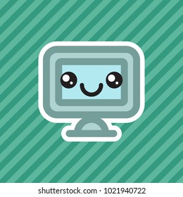 Cute Smiling Kawaii Computer Office Monitor Stock Vector (Royalty Free ...