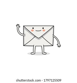 Cute Smiling Mail Cartoon Character Stock Vector (Royalty Free ...