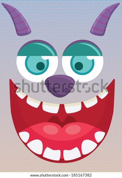 Cute Smiling Monster Postcard Vector Illustration Stock Vector (Royalty ...
