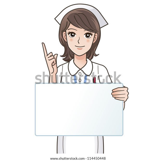 Cute Smiling Nurse Holding Blank Board Stock Vector (Royalty Free ...