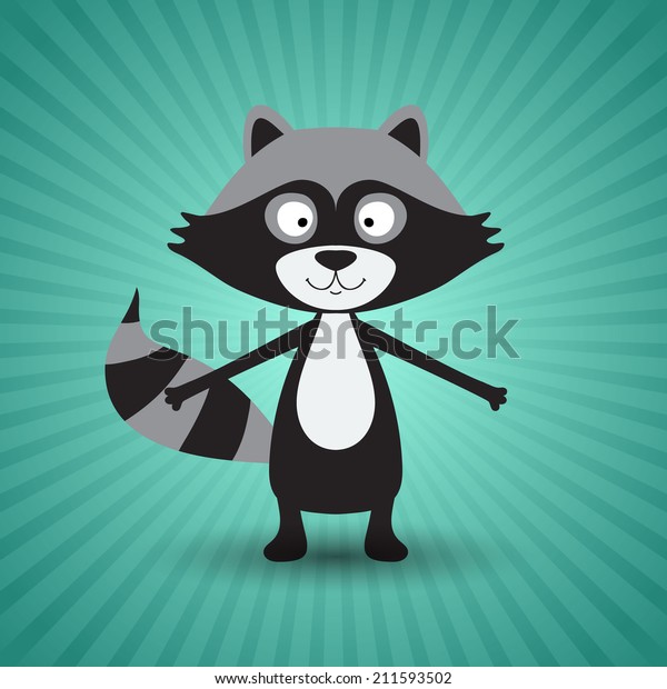 Cute Smiling Raccoon Vector Illustration: เวกเตอร์สต็อก (ปลอดค่า ...