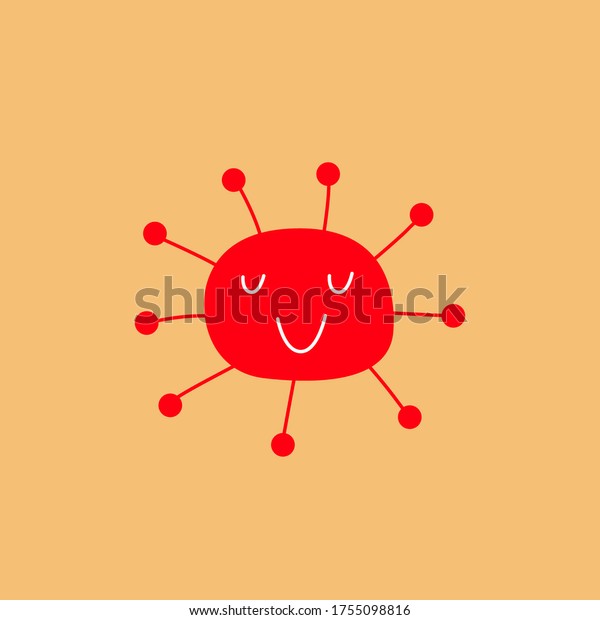 Cute Smiling Red Germ Bacteria Symbol Stock Vector (Royalty Free ...