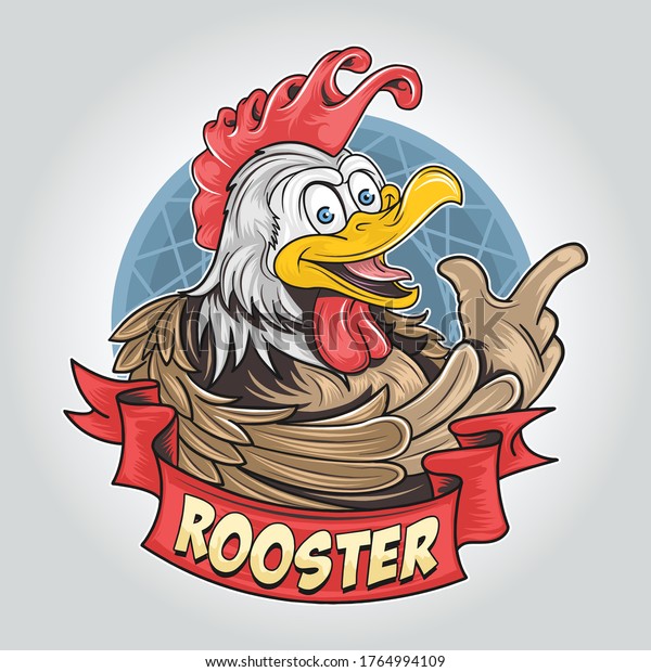 Cute Smiling Rooster Chicken Funny Face Stock Vector (Royalty Free ...