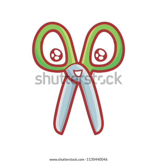 Cute Smiling Scissors Character Eyes Vector Stock Vector (Royalty Free ...