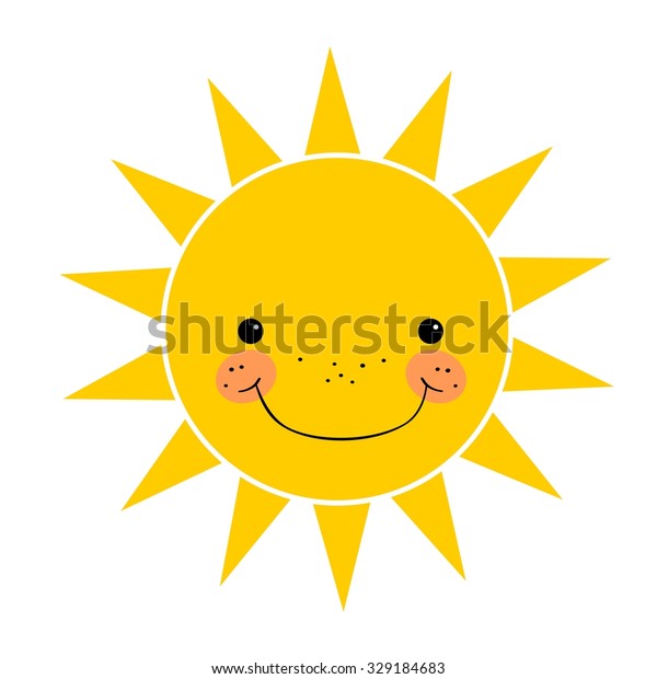 Cute Smiling Sun Isolated On White Stock Vector (Royalty Free) 329184683
