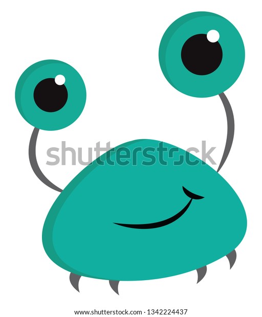 Cute Smiling Turquoise Monster Vector Illustration Stock Vector ...