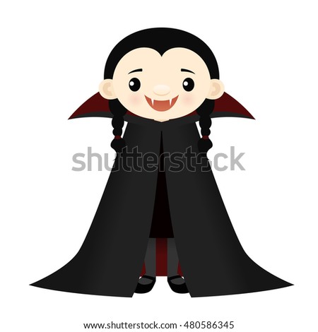 Cute Smiling Vampire Girl เวกเตอร์สต็อก (ปลอดค่าลิขสิทธิ์) 480586345 ...