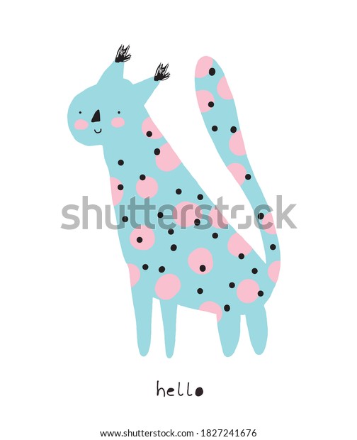 Cute Smiling Wild Cat Vector Illustration Stock Vector (Royalty Free ...