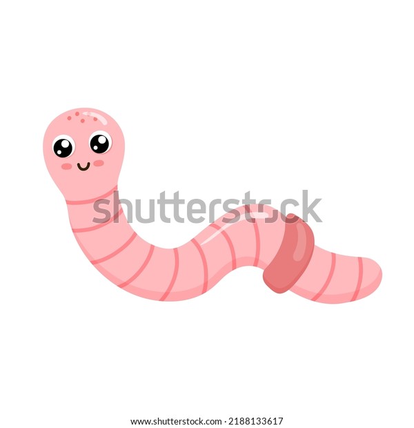 Cute Smiling Worm Isolated On White Stock Vector (Royalty Free ...