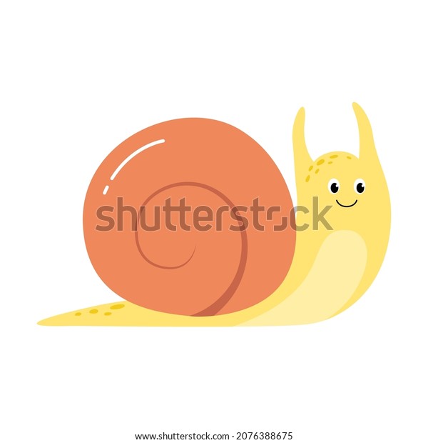 Cute Snail Icon Flat Cartoon Style Stock Vector (Royalty Free ...