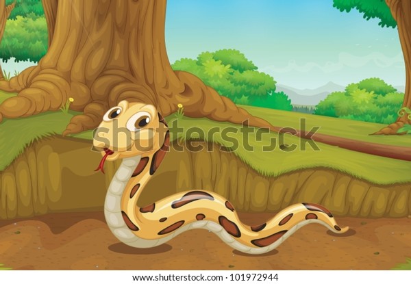 Cute Snake Sliding On Ground Stock Vector (Royalty Free) 101972944