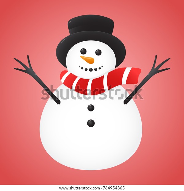 Cute Snowman Isolated On Red Background Stock Vector (Royalty Free ...