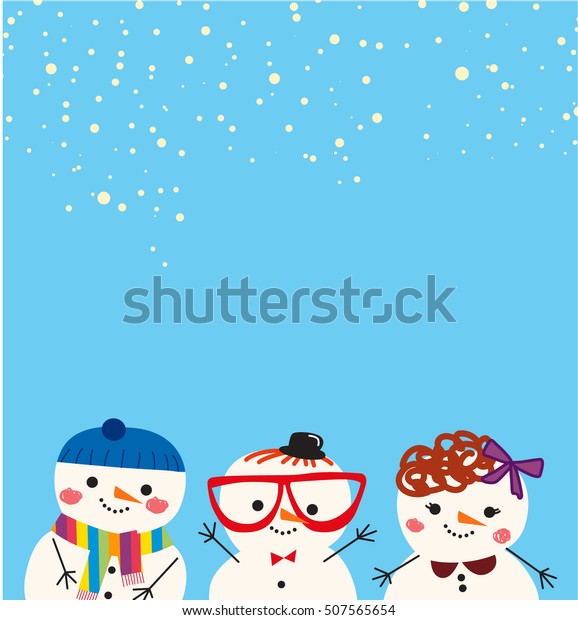 Cute Snowmen Cartoon Stock Vector (Royalty Free) 507565654 | Shutterstock