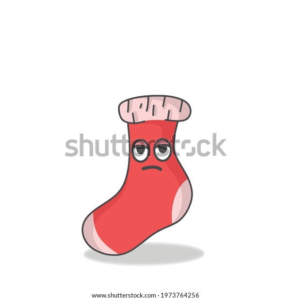 Cute Sock Character Flat Cartoon Vector : image vectorielle de stock ...