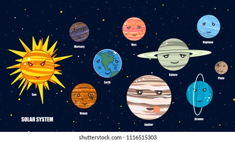 Cute Solar System Space Stock Vector (Royalty Free) 1116515303 ...