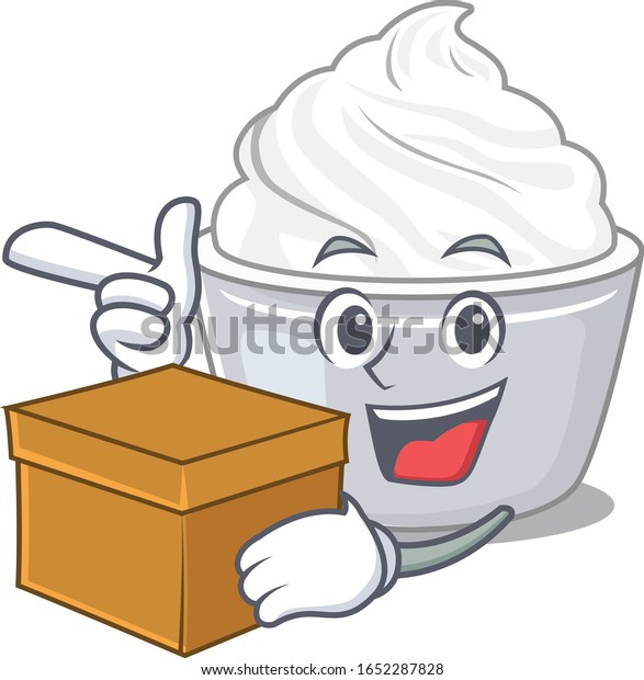 Cute Sour Cream Cartoon Character Having Stock Vector (Royalty Free ...