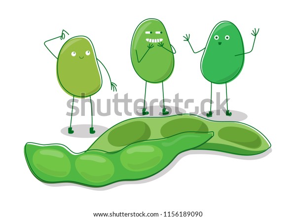 Cute Soybean Cartoon Vector Illustration Soya Stock Vector (Royalty ...