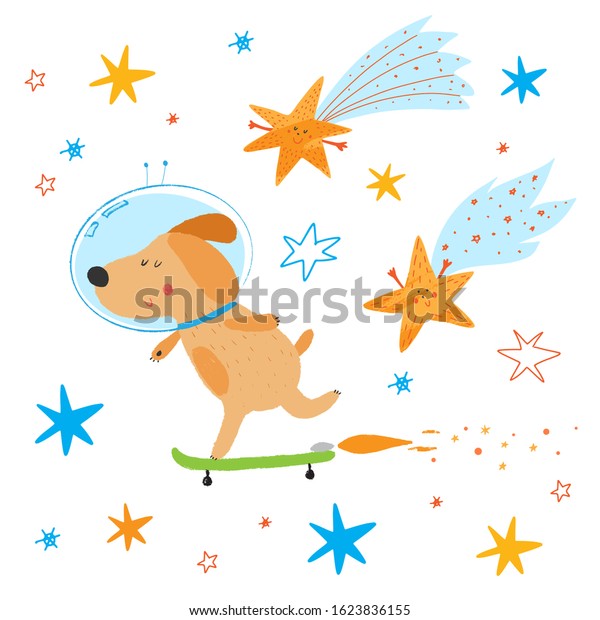 Cute Space Animals Funny Dog Space: เวกเตอร์สต็อก (ปลอดค่าลิขสิทธิ์ ...