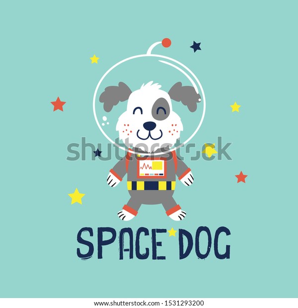 Cute Space Dog Vector Illustration Kids Stock Vector (Royalty Free ...
