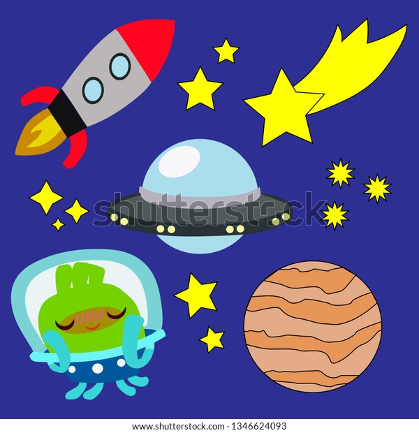 Cute Space Illustration Hand Drawn Vector Stock Vector (Royalty Free ...