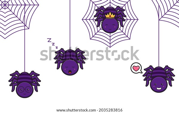 Cute Spider Hanging On Web Icon Stock Vector (Royalty Free) 2035283816 ...