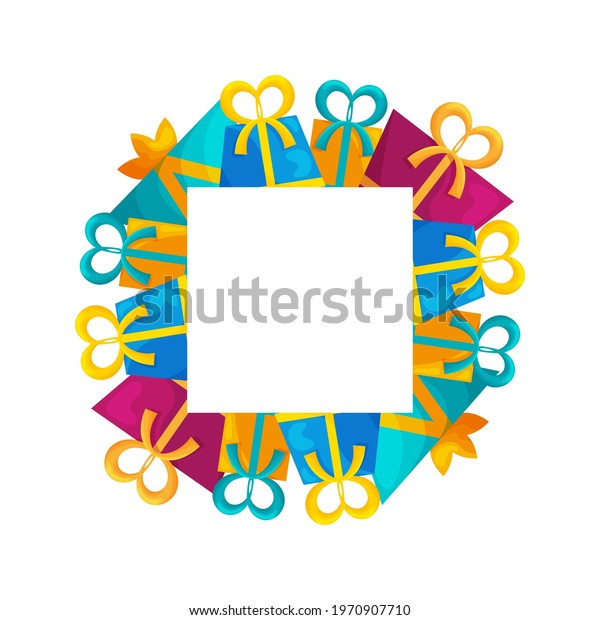 Cute Square Frame Template Colorful Present Stock Vector (Royalty Free ...