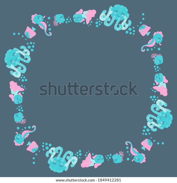 Cute Square Frame Toddlers Cartoon Funny Stock Vector (Royalty Free ...