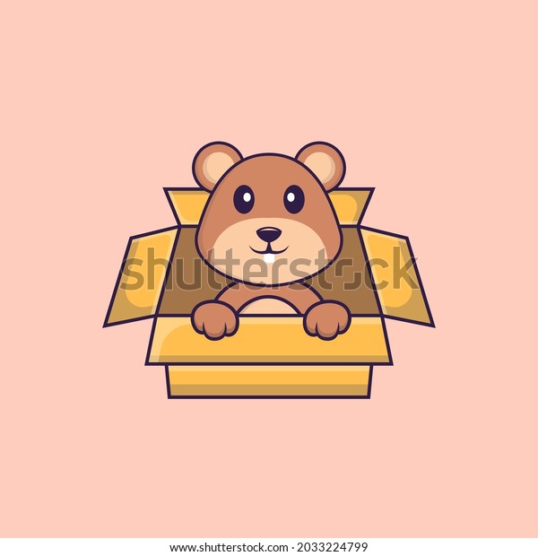 Cute Squirrel Playing Box Animal Cartoon Stock Vector (Royalty Free ...