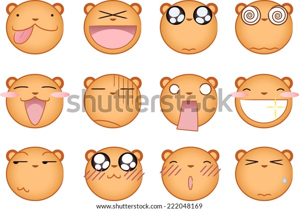 Cute Squirrel Smiling Smileys Avatar Collection Stock Vector (Royalty ...