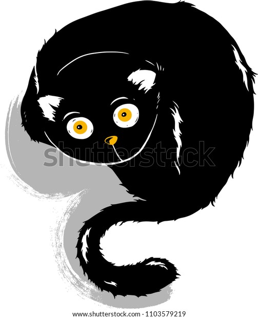 Cute Staring Black Cat Top View Stock Vector (Royalty Free) 1103579219 ...