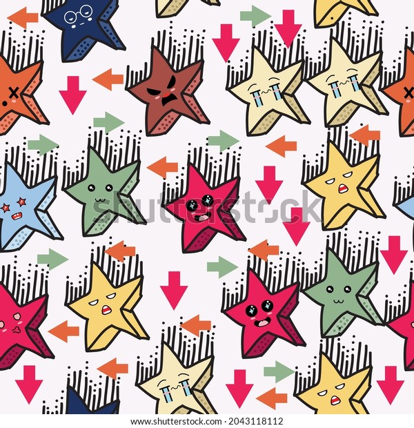 Cute Stars Seamless Pattern Cartoon Vector Stock Vector (Royalty Free ...