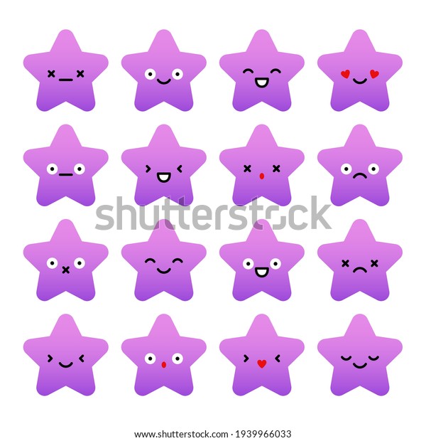 Cute Stars Vector Set Emoticons Stock Vector (Royalty Free) 1939966033 ...