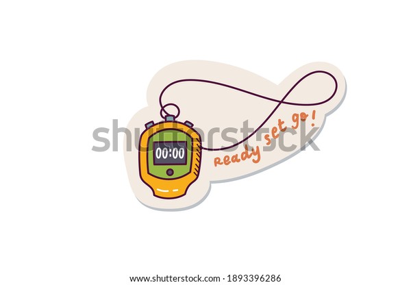 Cute Stopwatch Doodle Sticker Design Stock Vector (Royalty Free ...