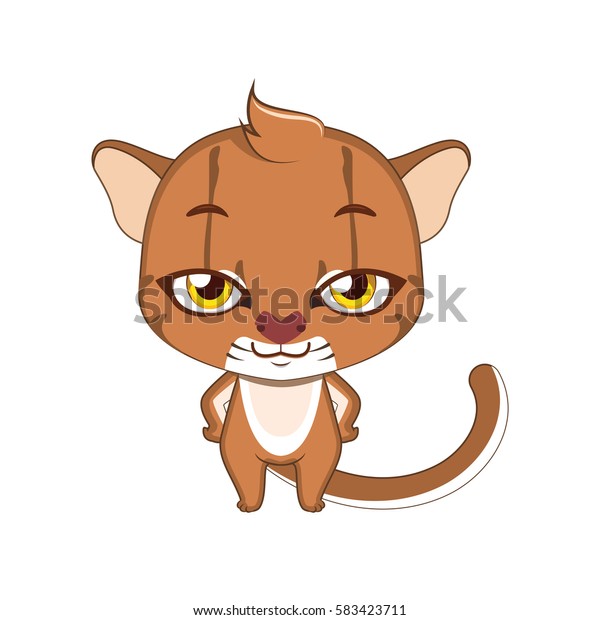 Cute Stylized Cartoon Bay Cat Illustration Stock Vector (Royalty Free ...